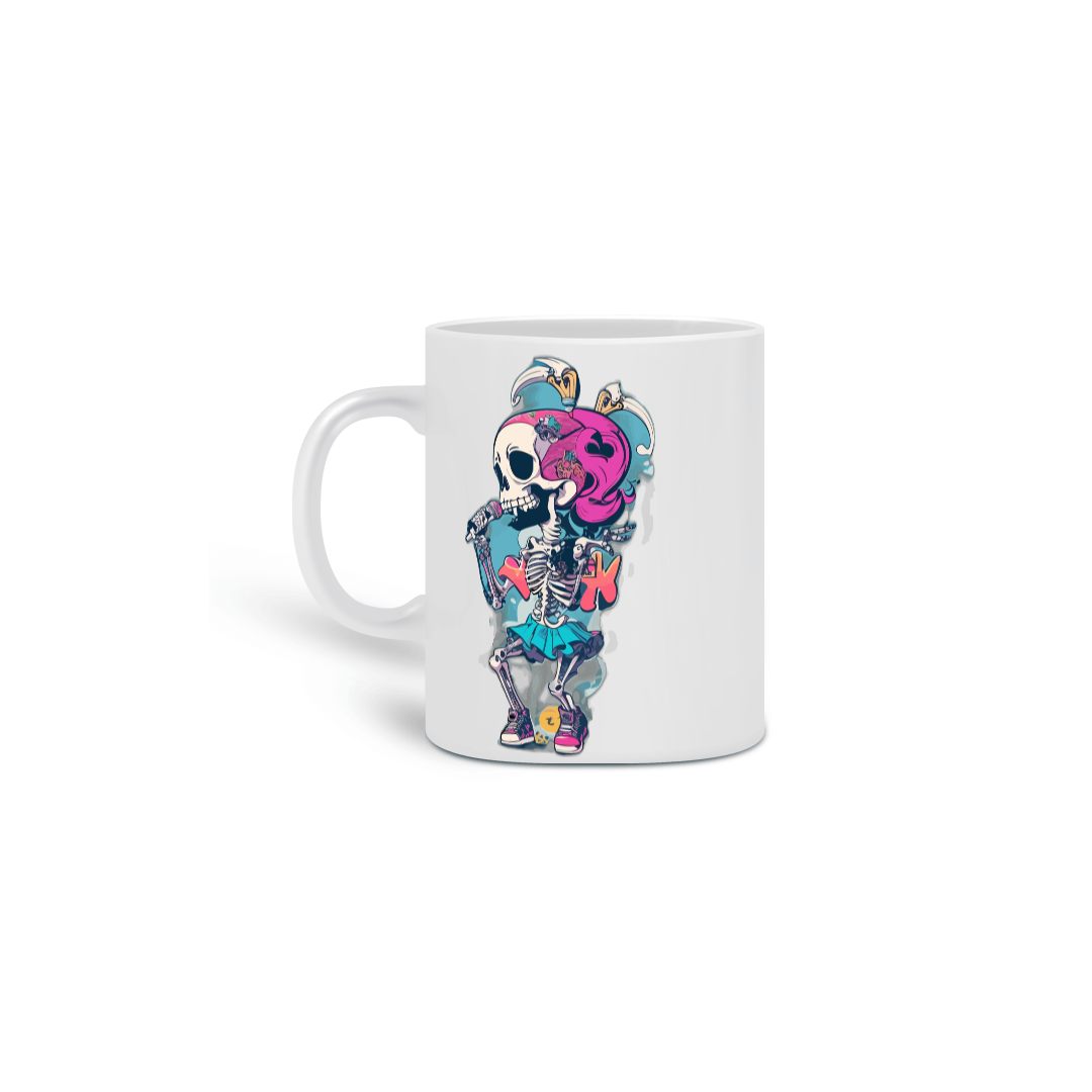 Caneca Singer Skeleton Girl Coffee R$40,00 em